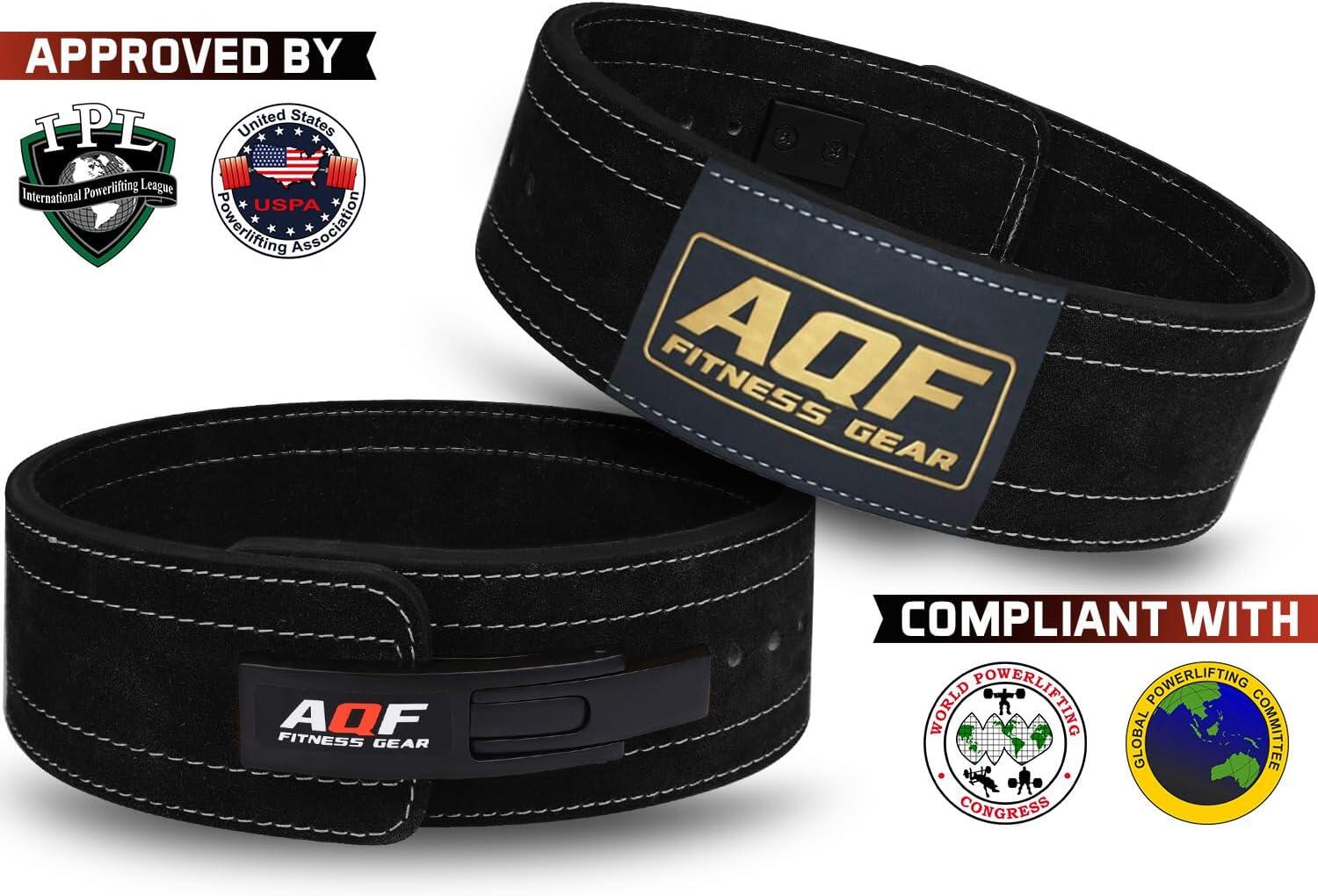 AQF 4" Weight Lifting Belt, 10mm Leather Lever Buckle Back Support for ...