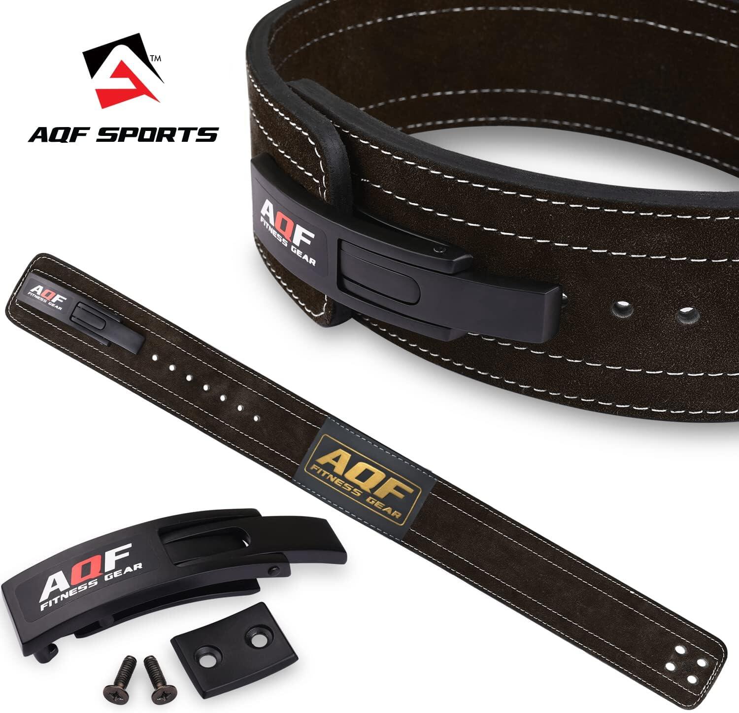 AQF 4" Weight Lifting Belt, 10mm Leather Lever Buckle Back Support for ...
