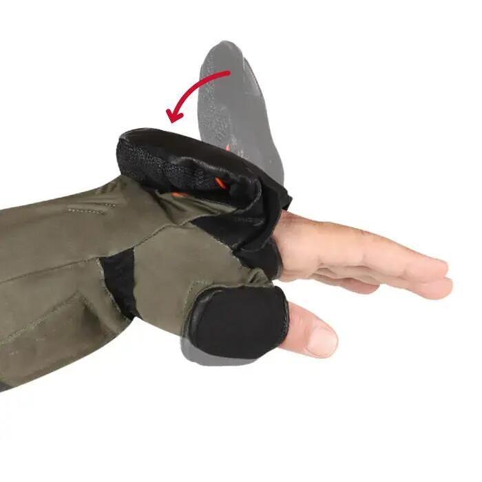 Lenz Heat Glove 1.0 Fingercap Hunting Mitten Black/Green - Decathlon