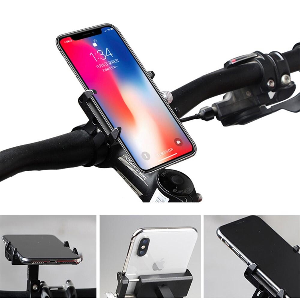 Universal Black Aluminum Bike Handlebar Phone Holder, Clamp 50-100 mm ...