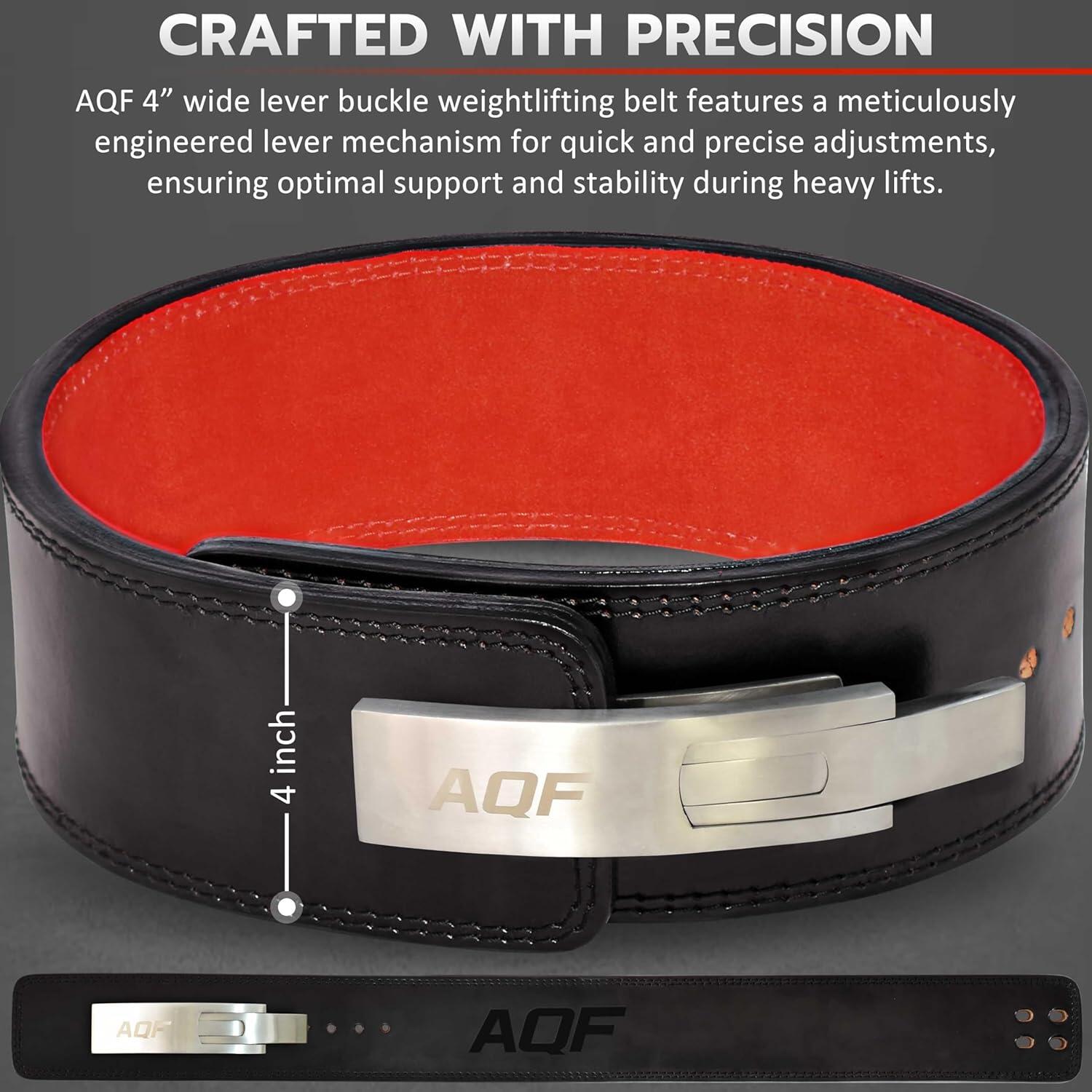 AQF Weight Lifting Belt 4", 13mm Leather Lever Buckle Back Support for ...