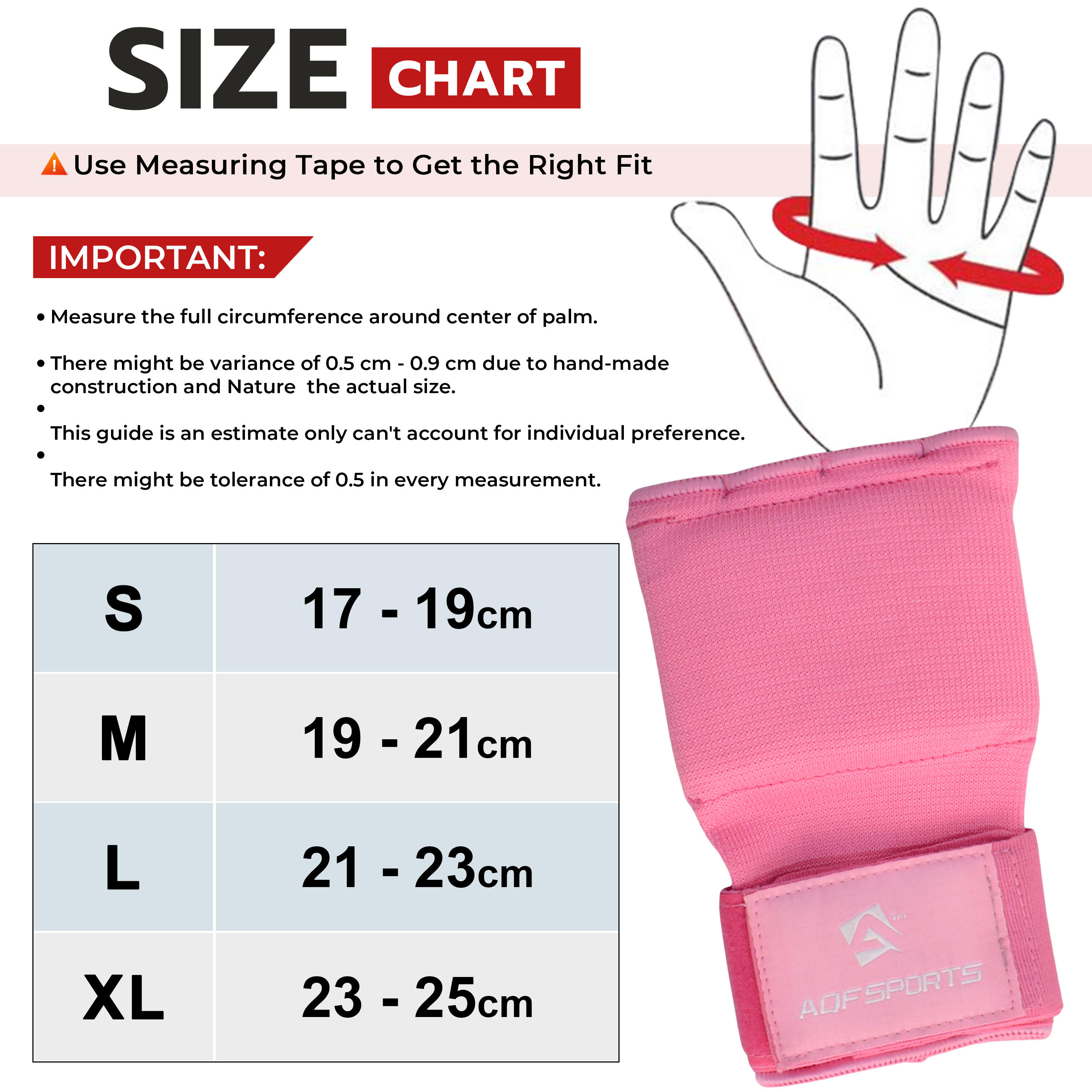 AQF Gel Padded Boxing Inner Gloves with Hand Wraps, 100cm Wrist Support ...