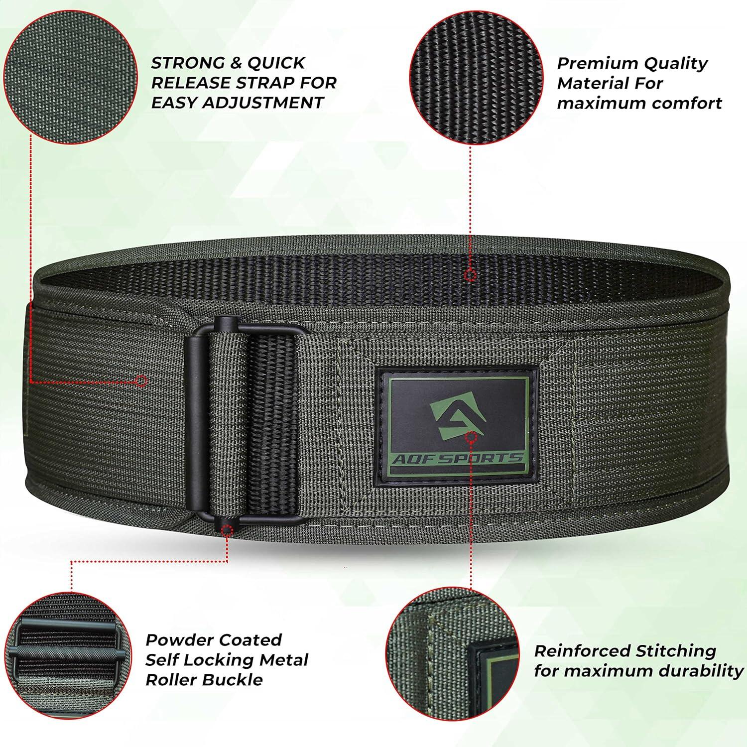 AQF Weightlifting Belt 4” Auto Lock Nylon Gym Belt for Strength ...