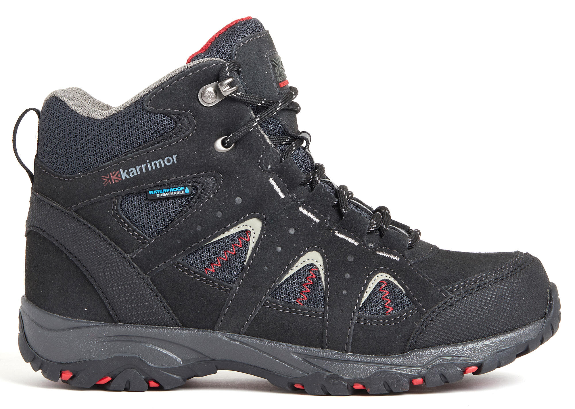 Karrimor Boys Walking Boots Shoes Bodmin mid kids 2 wt Lace Up black UK ...