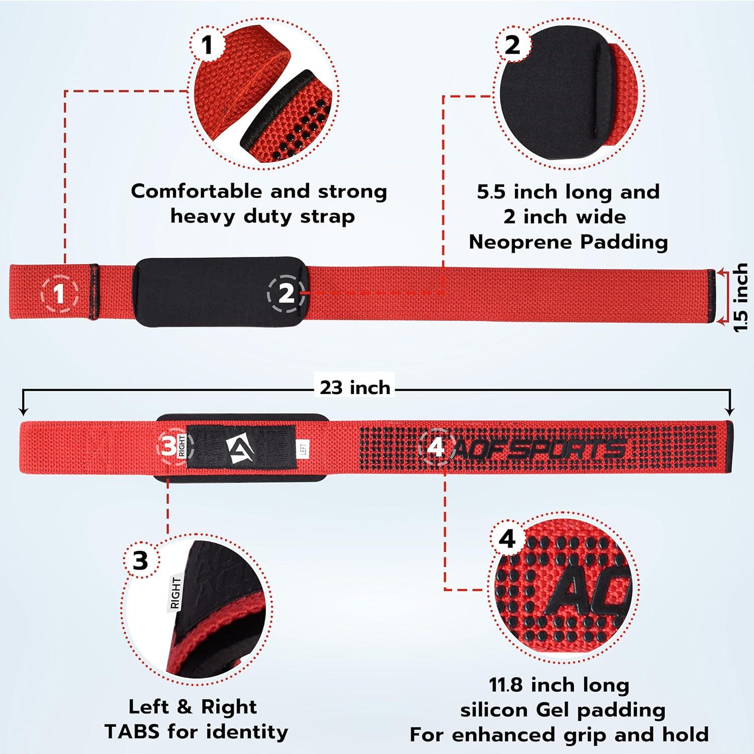 AQF Weight Lifting Straps Cotton Gym Straps with Gel Grip for ...