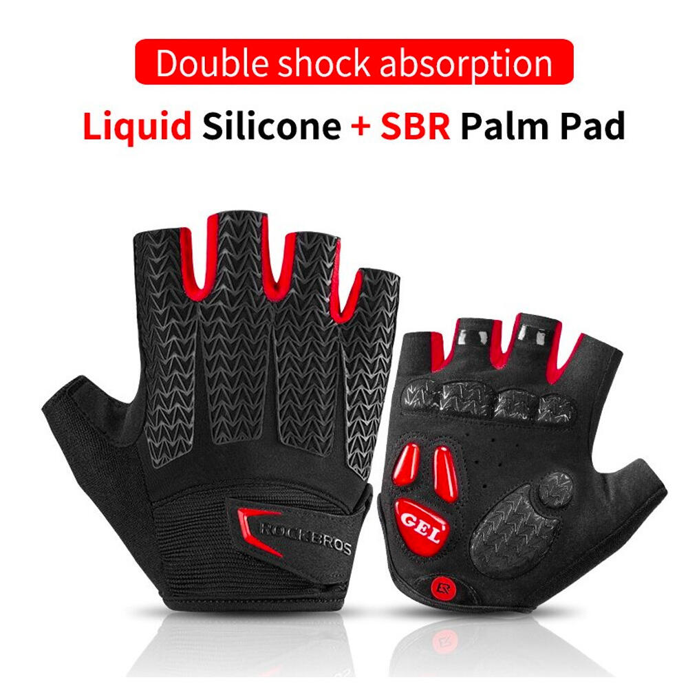 Rockbros Gel Insert Cycling Gloves - Black and Red ROCKBROS | Decathlon
