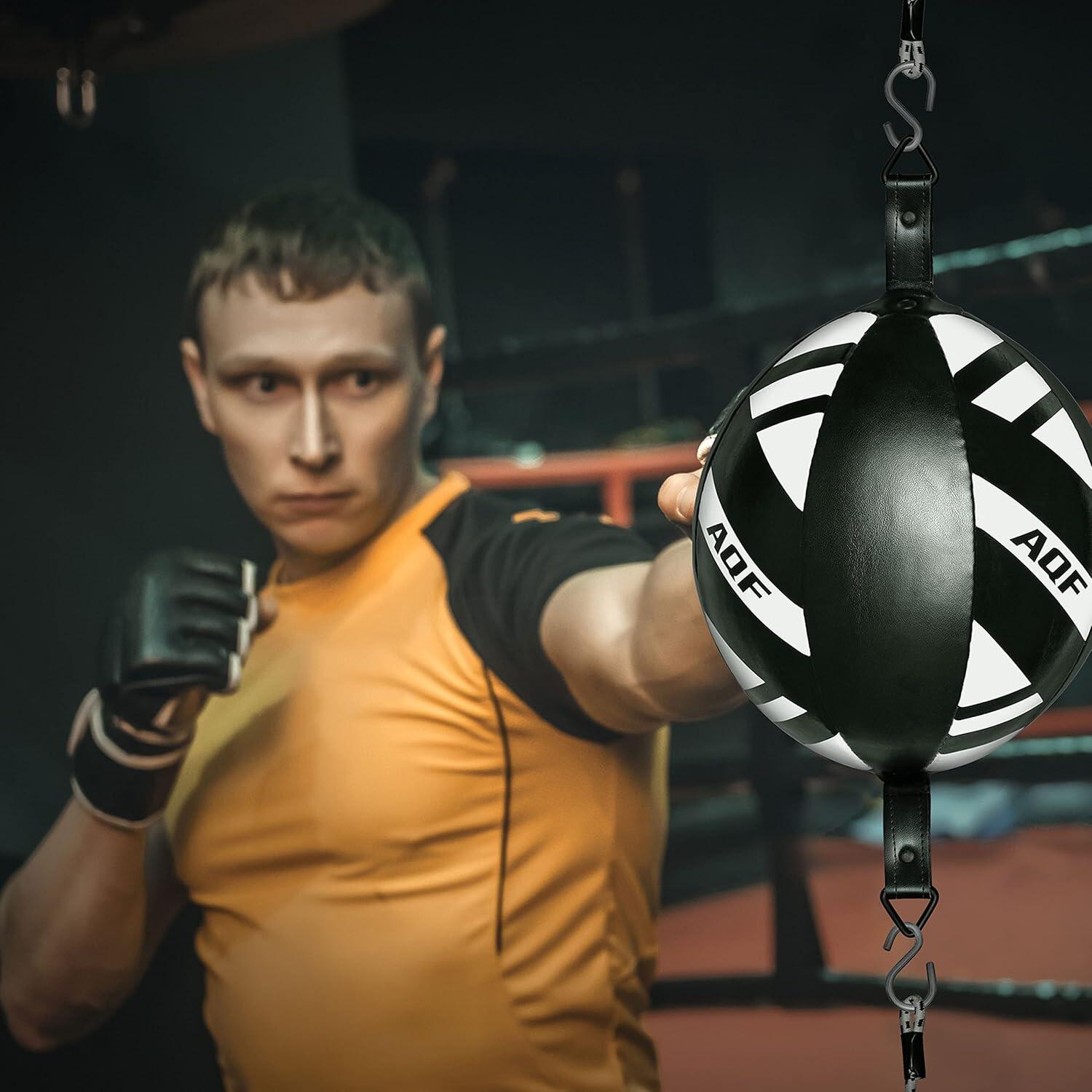 AQF Leather Double-End Boxing Ball –Punching & MMA Training Speed Ball ...