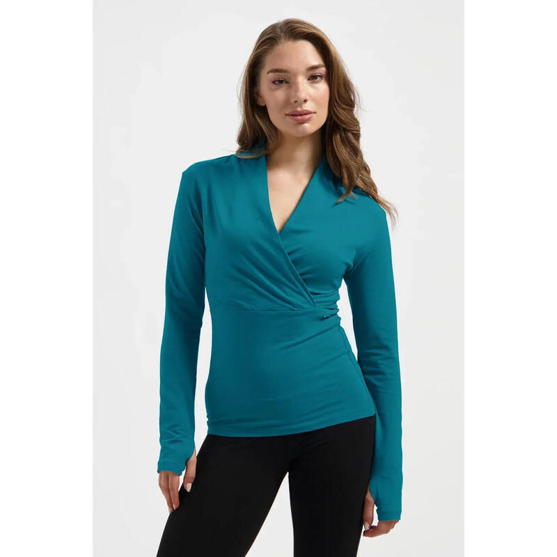 Ishtar - Haut de Yoga et Pilates élégant à manches longues - Pétrole ...