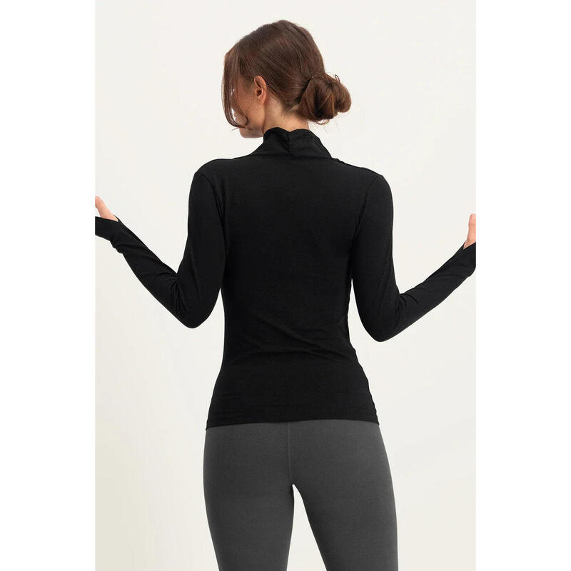 Ishtar - Haut de Yoga et Pilates élégant à manches longues - Noir Onyx ...