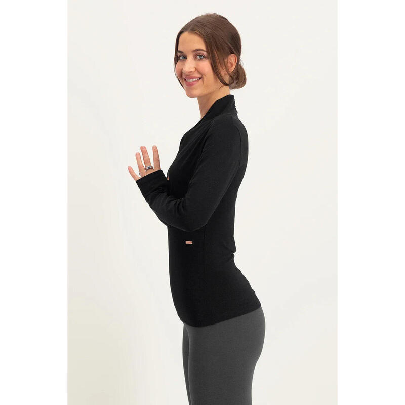 Ishtar - Haut de Yoga et Pilates élégant à manches longues - Noir Onyx ...