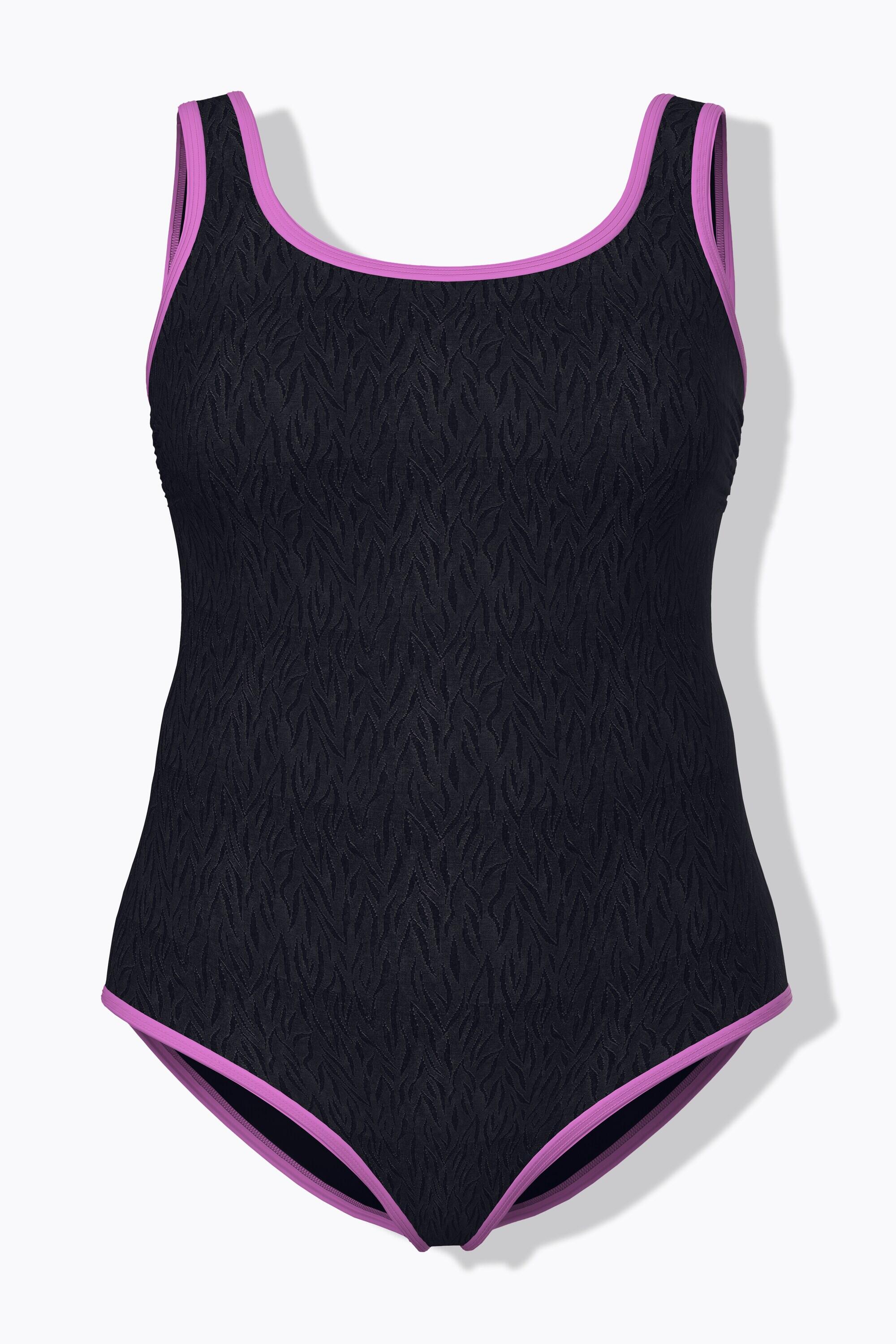 Dames Badpak kleurige biezen zonder zachte cups ronde hals ULLA POPKEN ...