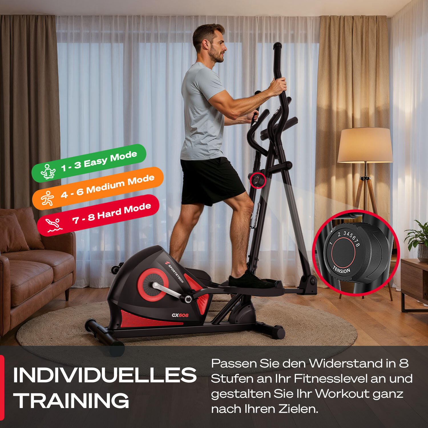 Sportstech Crosstrainer CX608 | 24 weerstandsniveaus | LCD-scherm ...