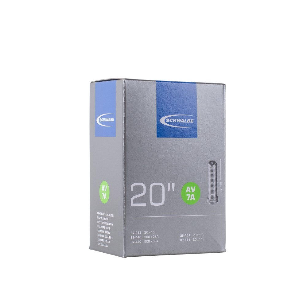 Schwalbe AV7A 20-inch Inner Tube - 20x1 3/8 (37-438 / 37-451), Schrader ...
