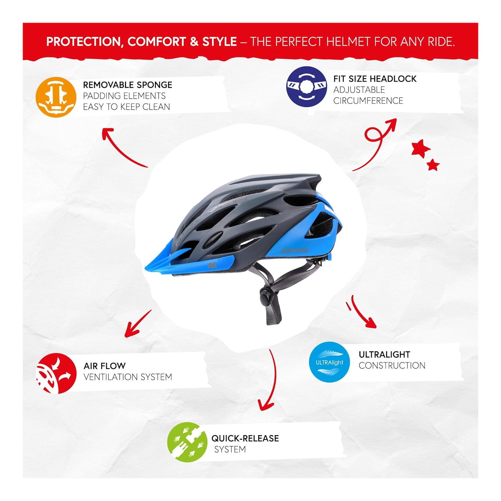 Meteor Marven Cycle Helmet MTB Bike Skateboard Scooter Safety Gear | Decathlon