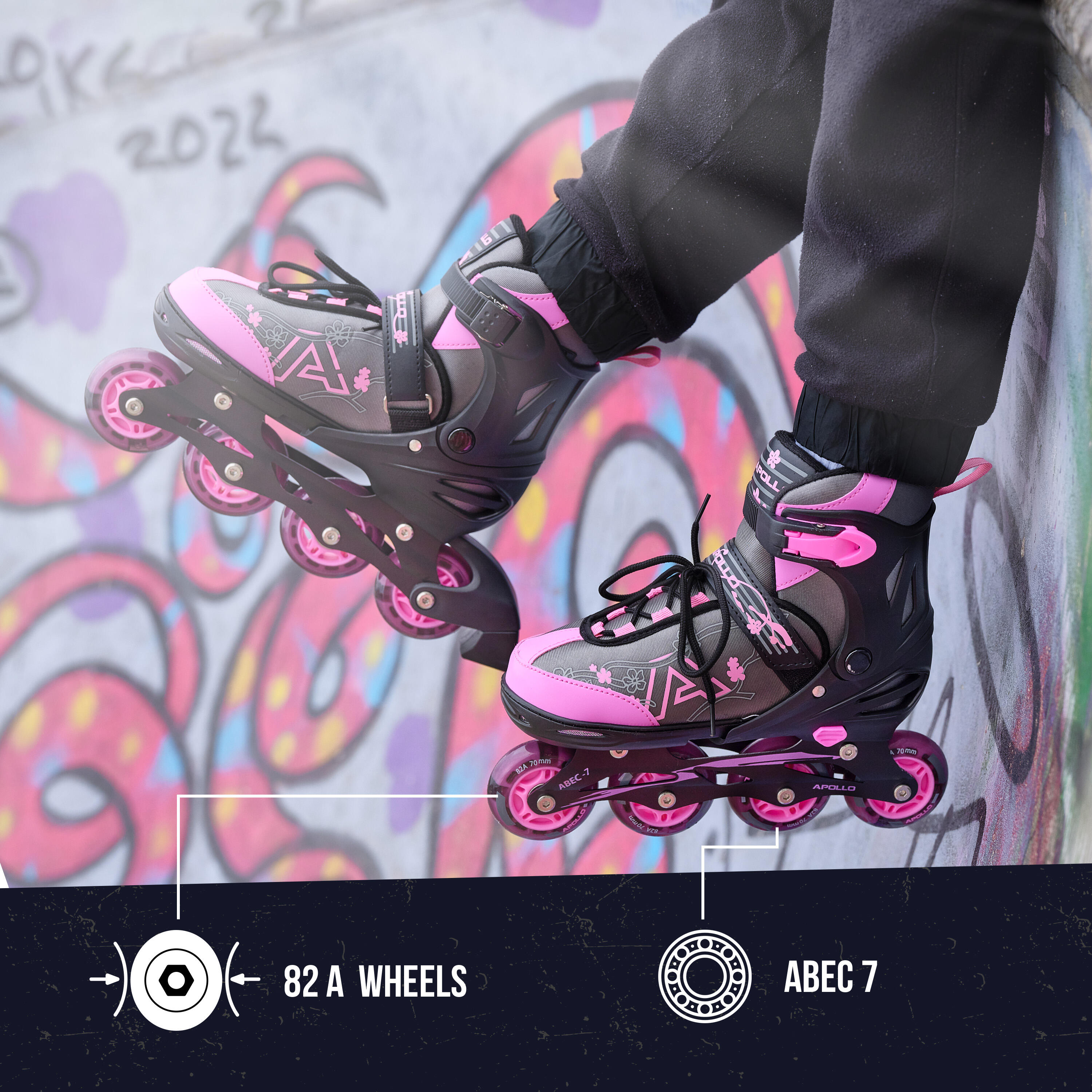 Apollo Inline Skates Champion – maat verstelbaar met LED-wielen | Decathlon