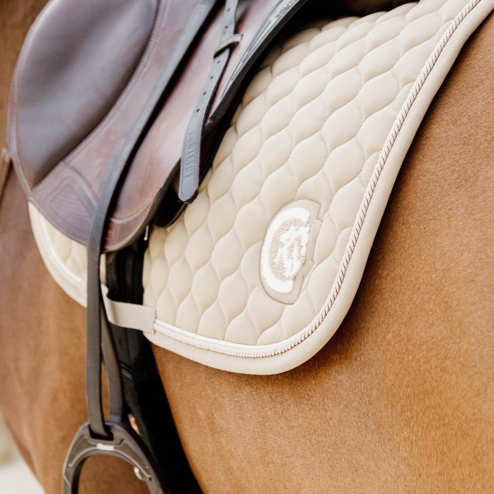 Zadeldoek onion quilt 3D logo jumping beige | Decathlon