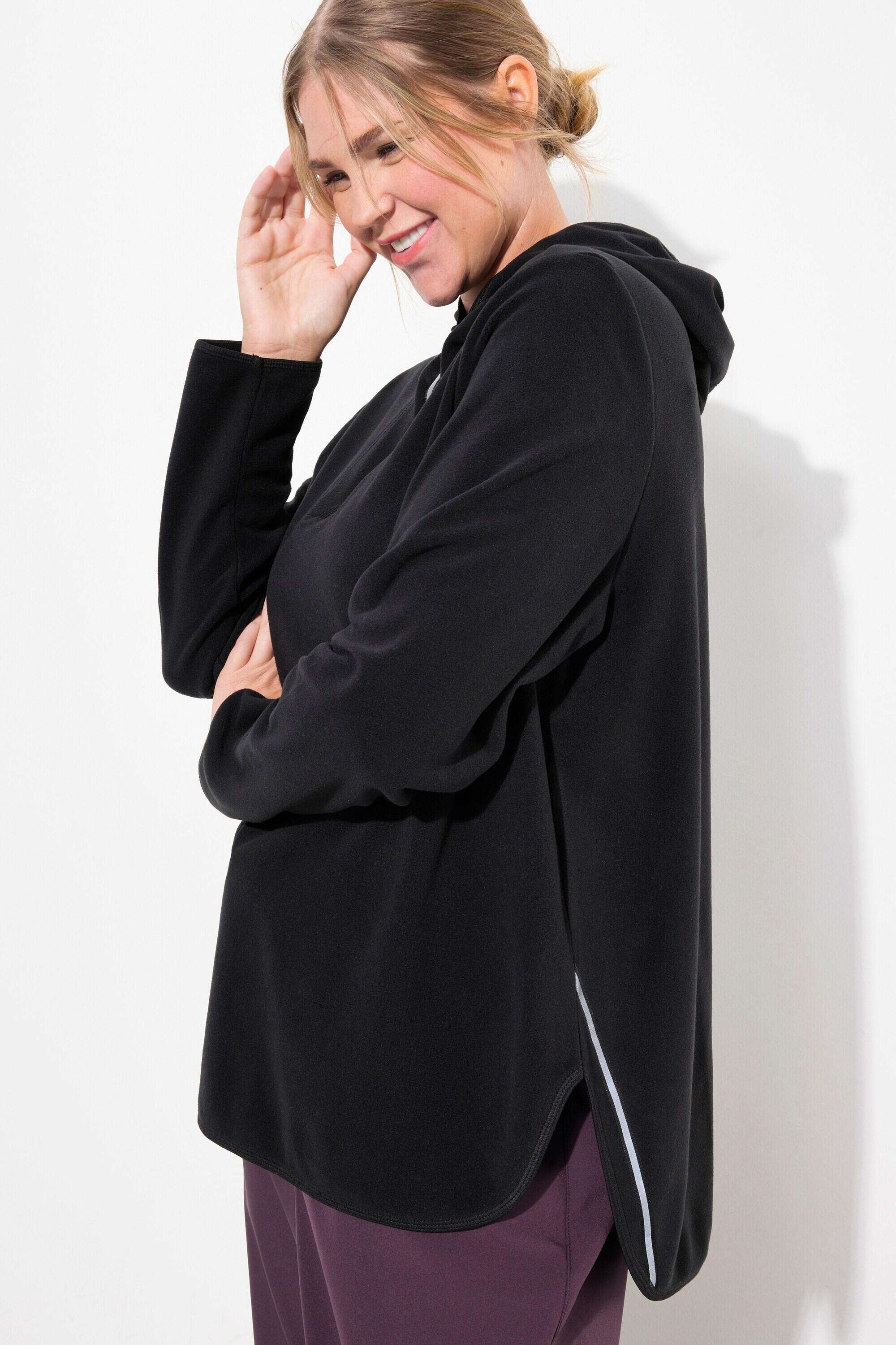 Dames Troyer van fleece kort oversized capuchon lange mouwen gerecycled ...
