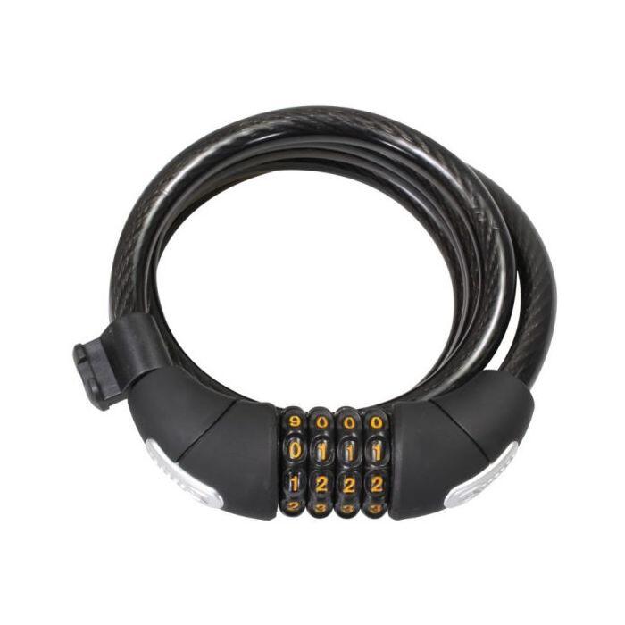 6m x 12mm Coiled Combination Cable Lock w/Bracket | Decathlon