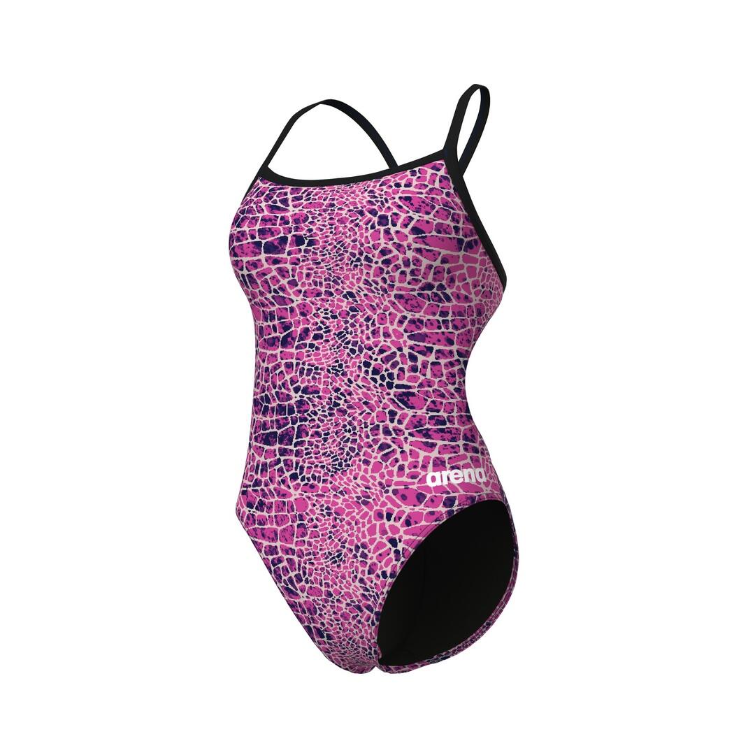 Arena Snakeskin Challenge Back Swimsuit - Black/Pink Multi | Decathlon