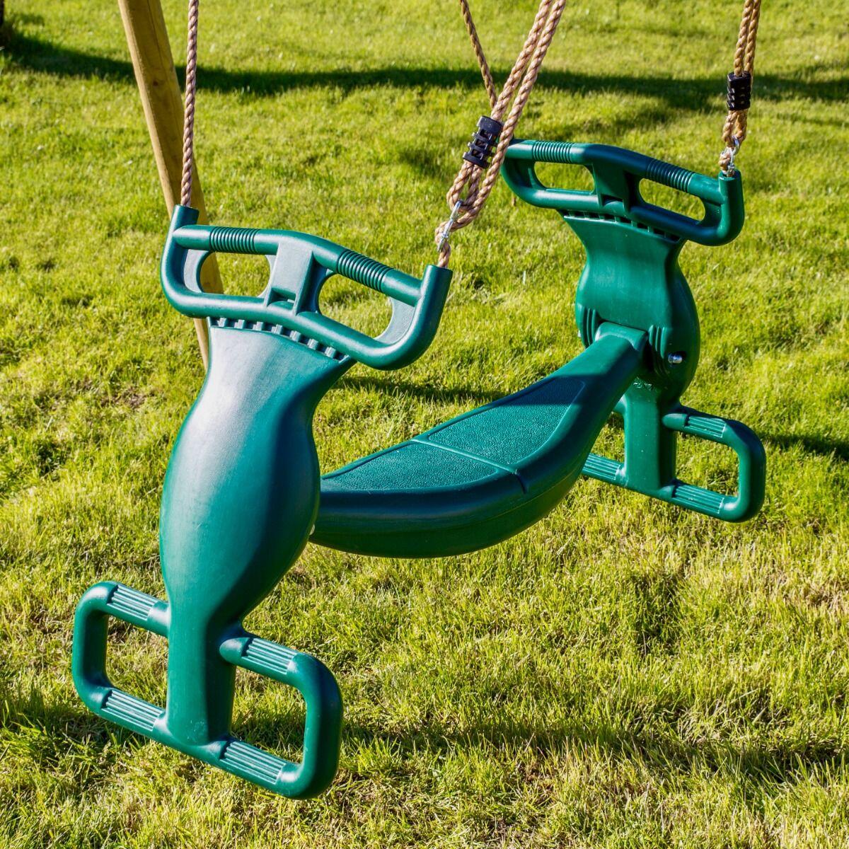 Rebo Moulded Plastic Tandem Glider Two Child Swing Seat - Green | Decathlon