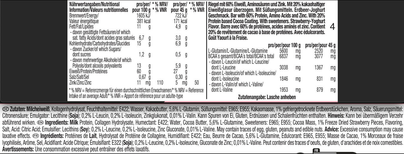 Weider 60% Protein Bar (24x45g) Strawberry Joghurt - Riegel - Protein ...