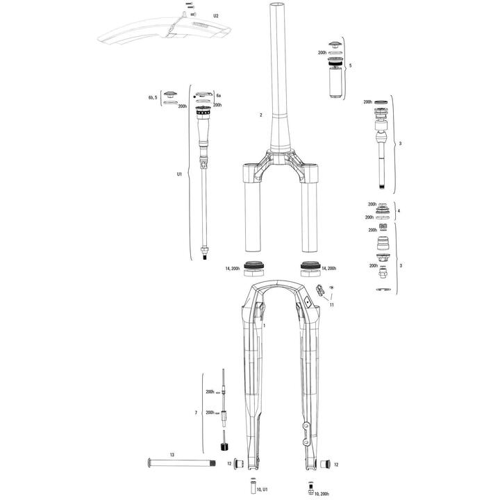 Rockshox Wide Fork RS Rudy Ultimate RC2 XPLR 28" 40mm 45mm Offset ...