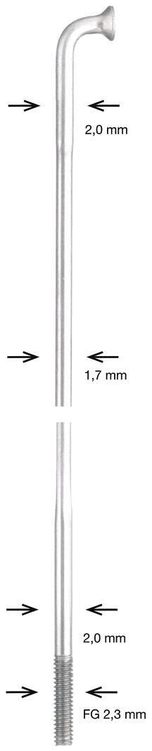 Alpina stainless steel double-butted spoke 2 x 1.7 x 2 mm, 272 mm ...