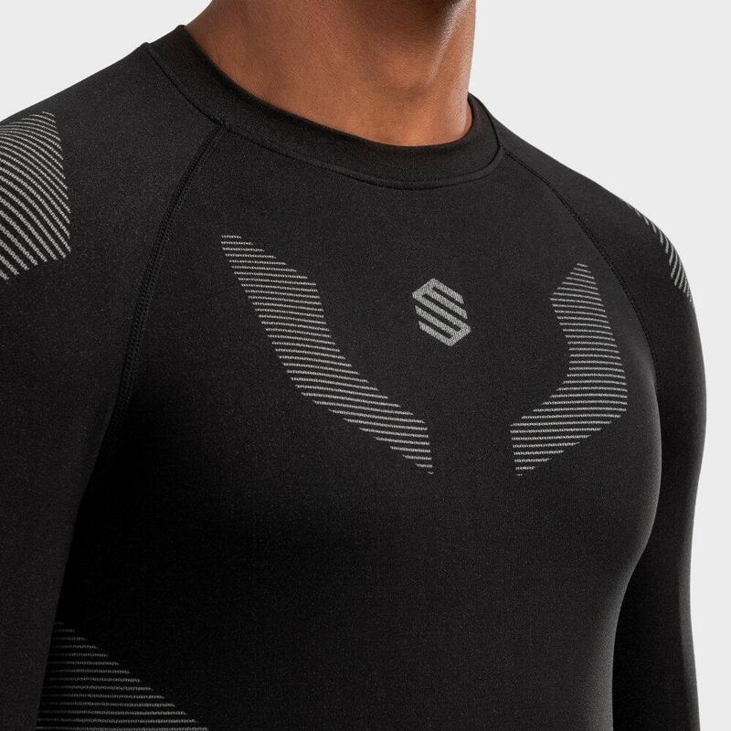 SIROKO - Men Winter sports compression base layer top Snow Dune Black ...