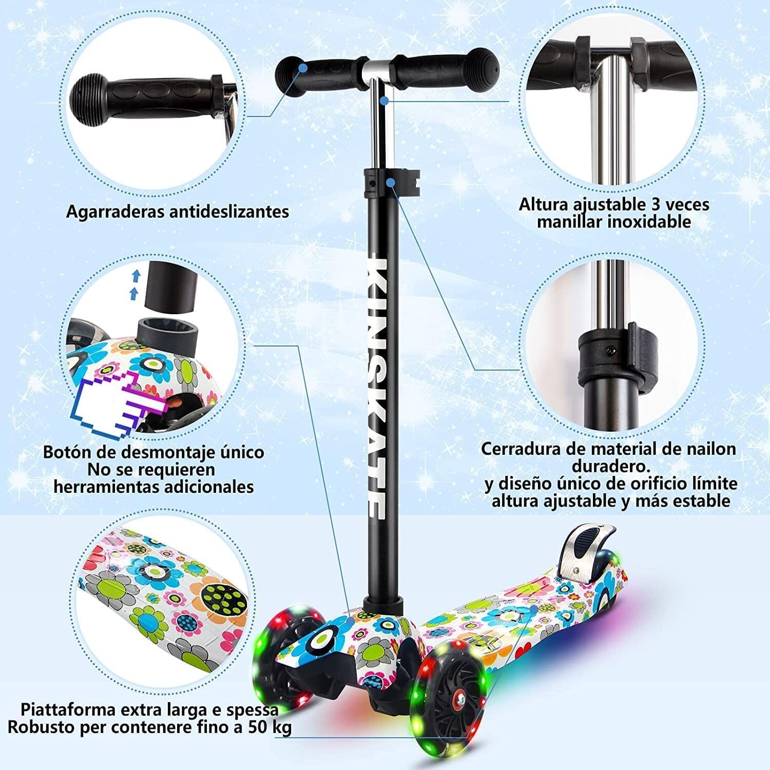 Trottinette Pour Enfants ATAA Flash 3 Roues Réglable Avec Lumières ...