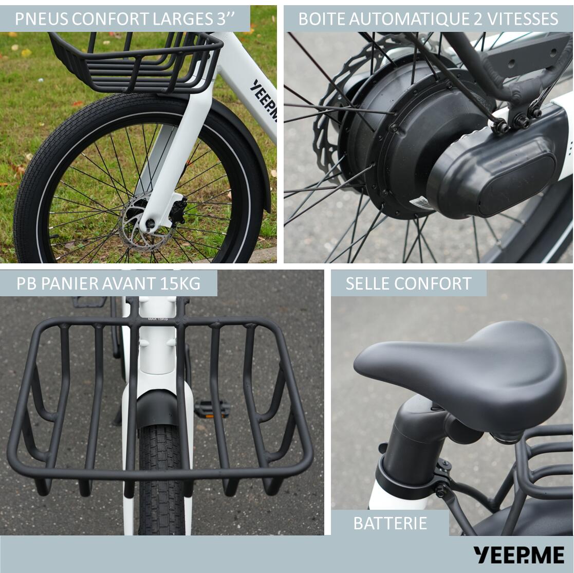 Vélo Cargo Compact YEEP.ME DAY COMPACT Gris - boite vitesses ...