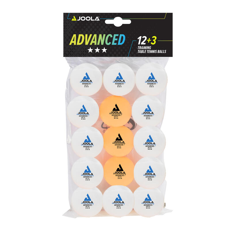 JOOLA - Set mingi JOOLA Advanced 12+3 — 12 albe + 3 portocalii, ABS ...