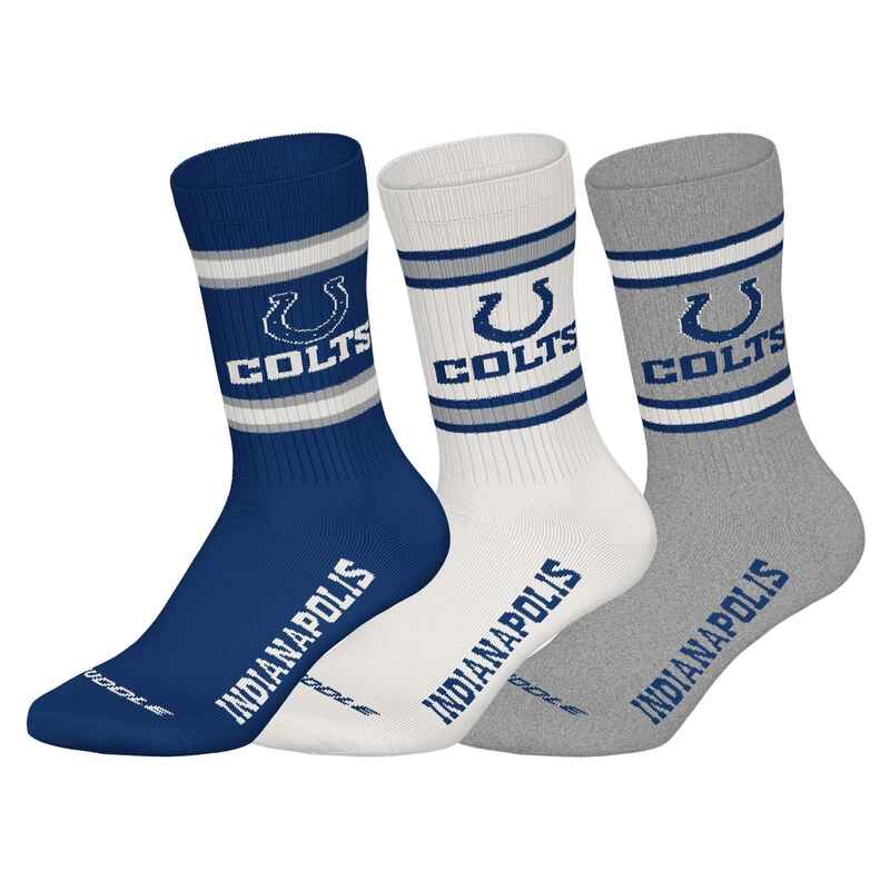 NFL Indianapolis Colts 3pk Huddle Crew Socks 39/42 Wht/Nny/Mgr - Decathlon