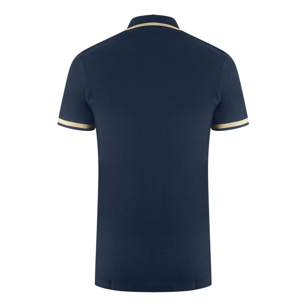 Mens Training Polo Shirt Branded Badge AQ 1851 Embroidered Tipped Navy ...