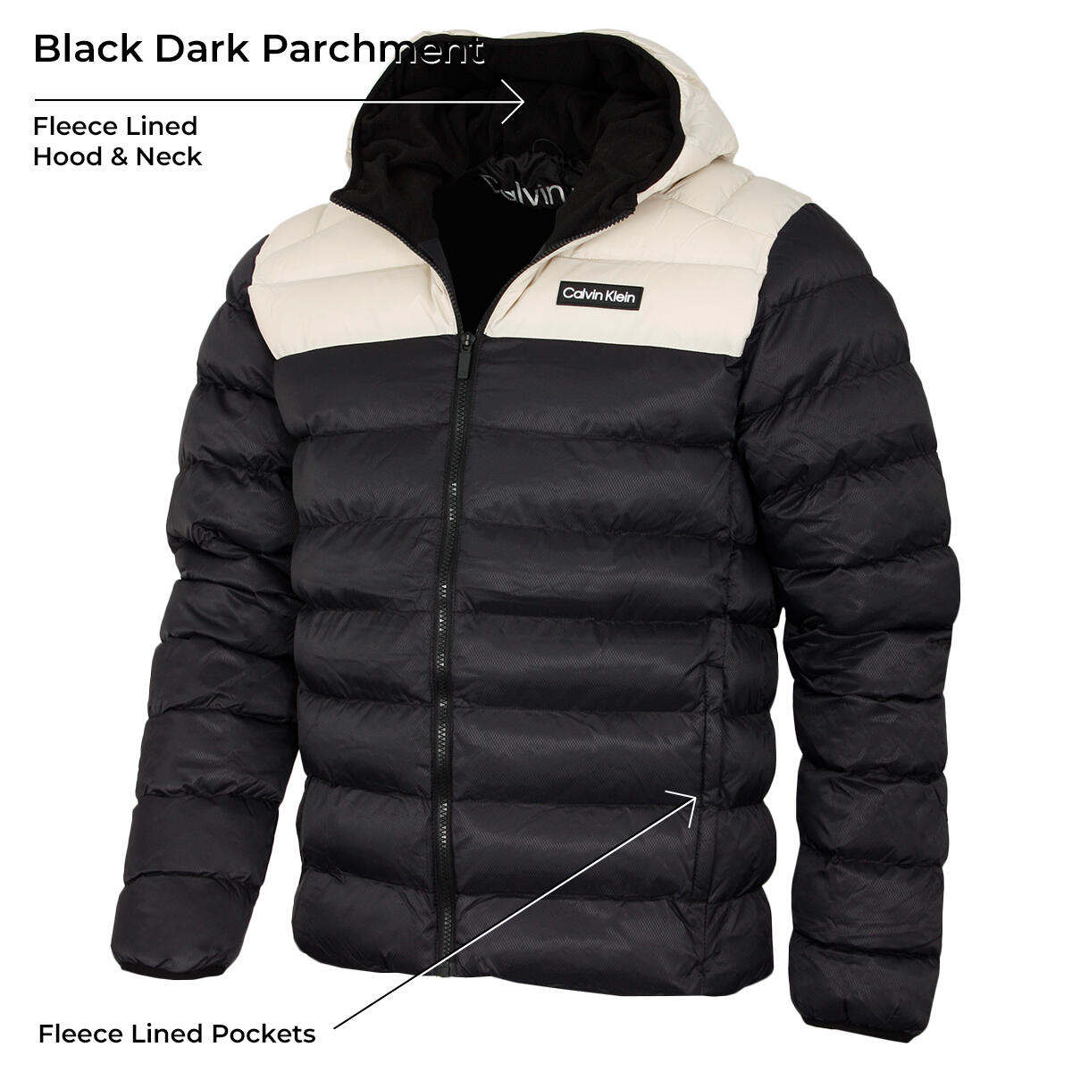 Calvin Klein Mens San Gabriel Woven Jacket - Black Dark Parchment - S ...