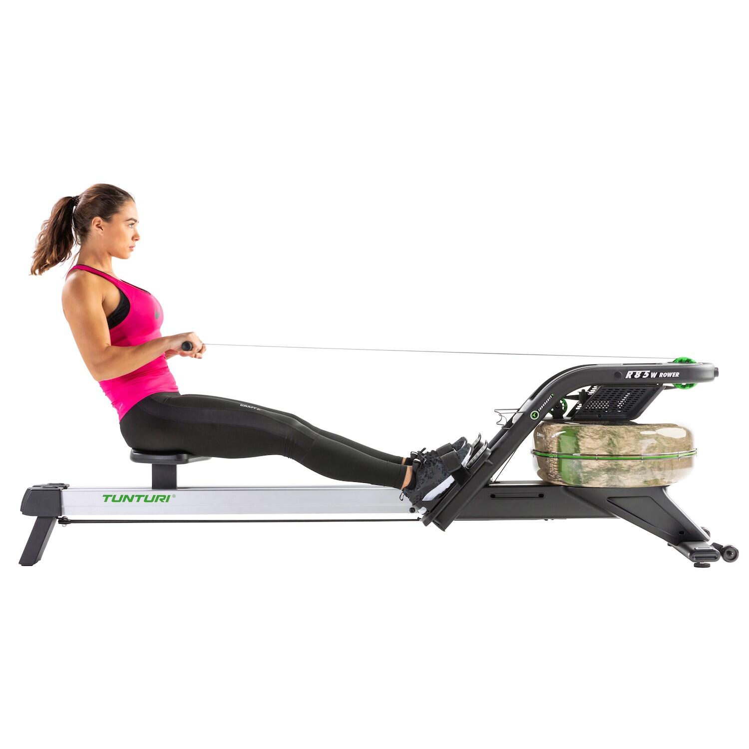 Tunturi R85W Endurance Water Rowing Machine Dual Rail Black TUNTURI ...