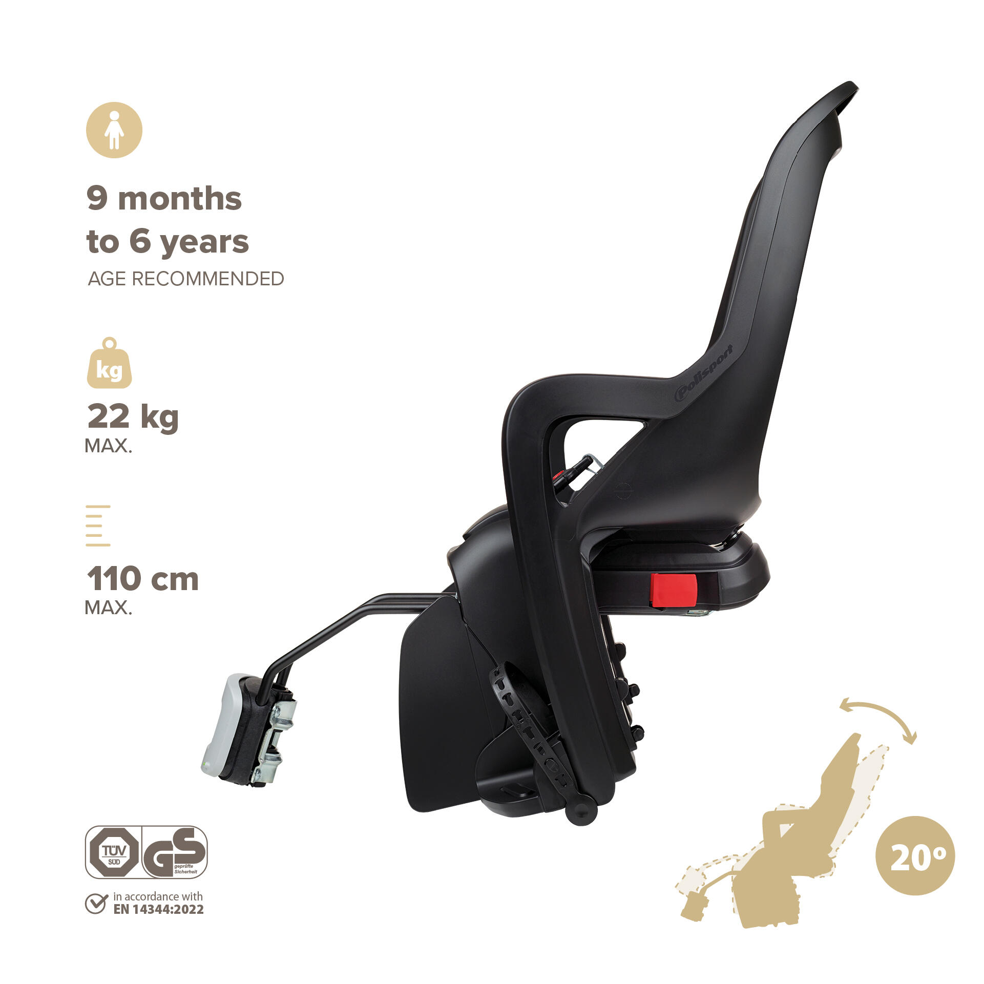 Seggiolino Posteriore Bicicletta Bambini Reclinabile Al Telaio Groovy ...