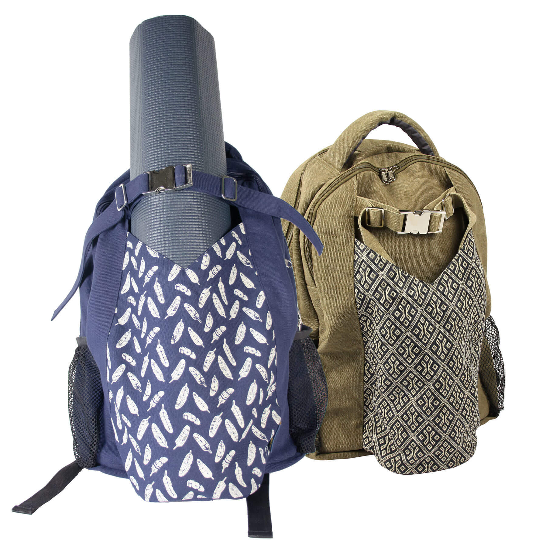Fitness Mad Yoga Backpack — Navy Blue Leaf Pattern | Decathlon