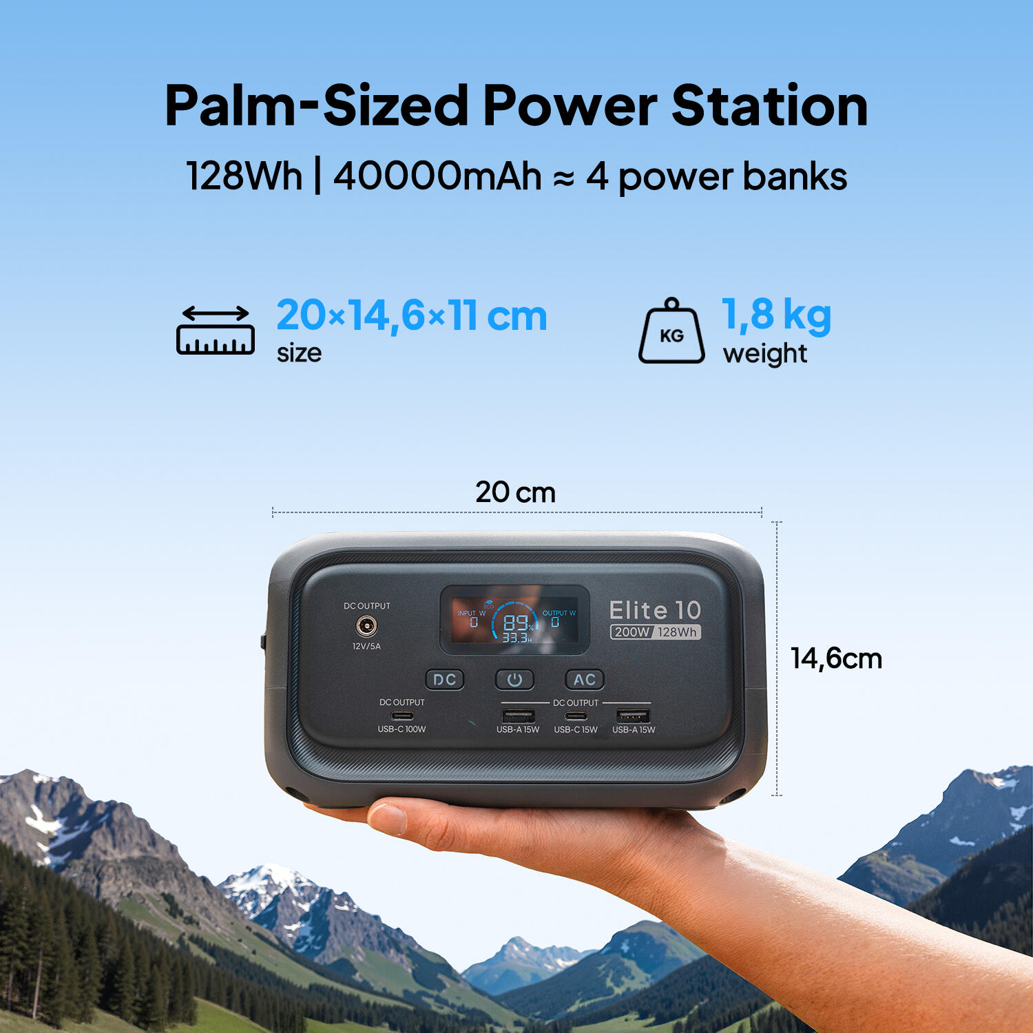 Elite 10 MINI Draagbare powerstation 128Wh zonnegenerator camping - 99% ...
