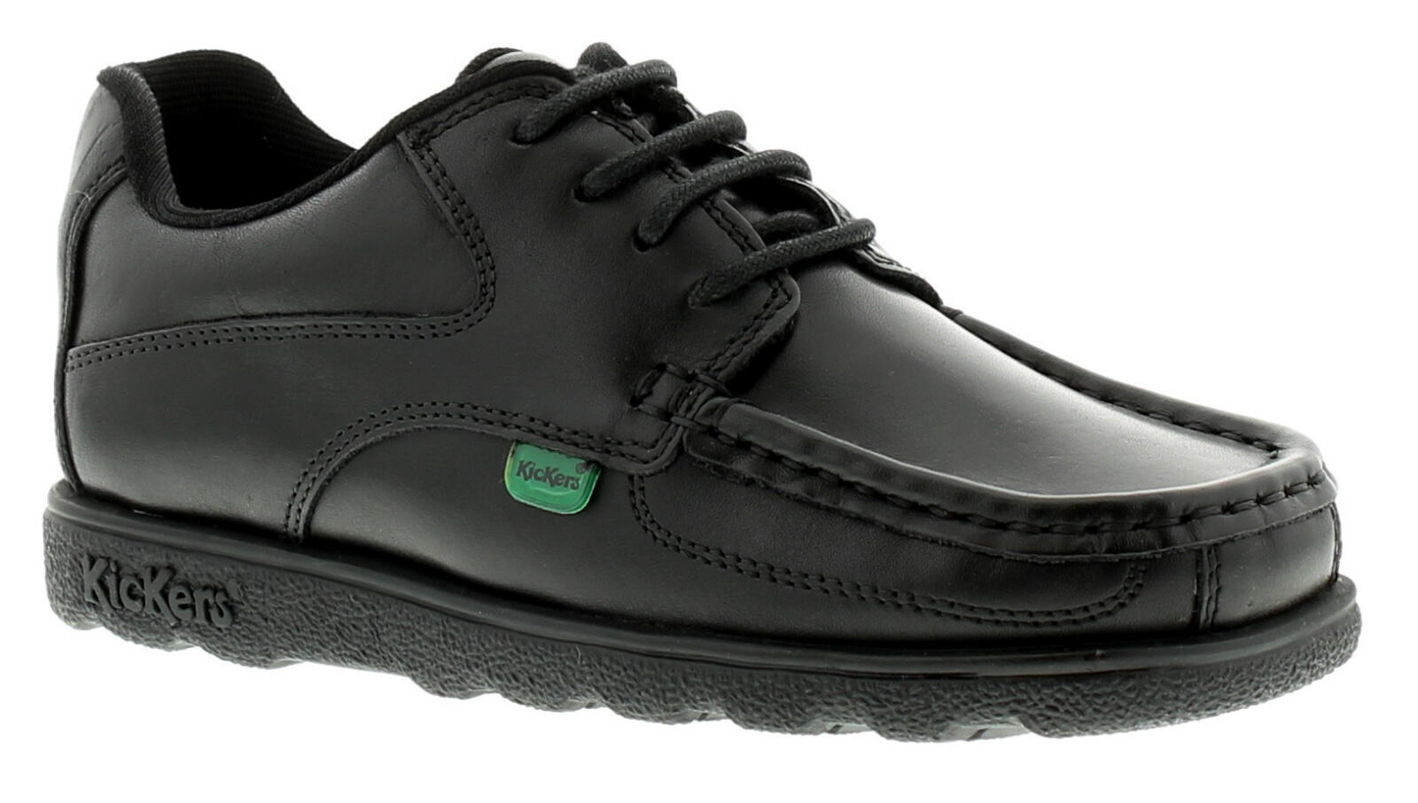 Kickers Boys School Shoes Fragma Lace 3 Junior Leather Lace Up black UK ...