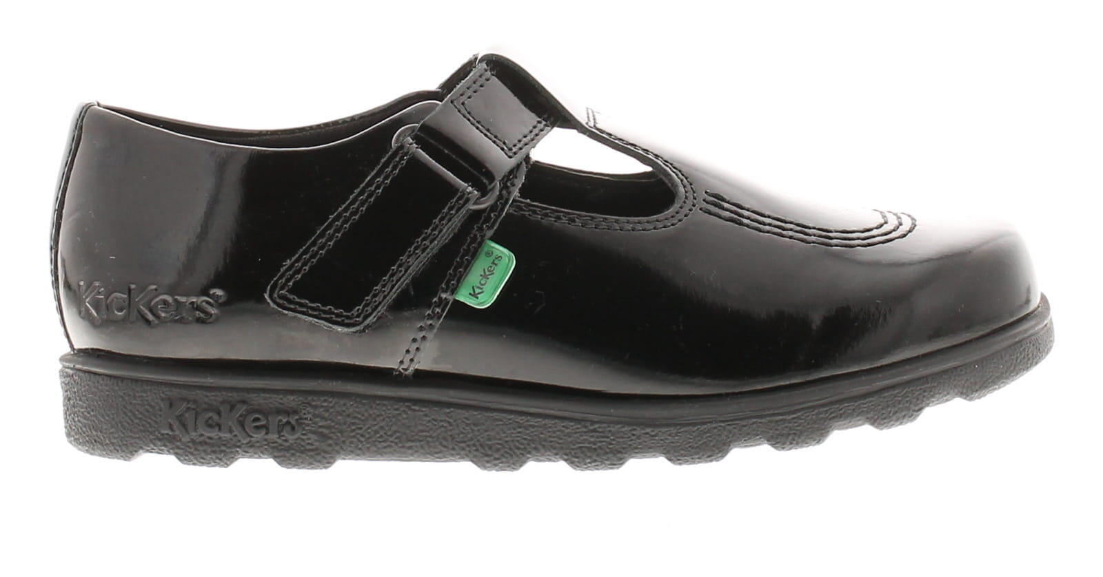 Kickers Girls School Shoes Fragma T Bar Leather black patent UK Size 1 ...