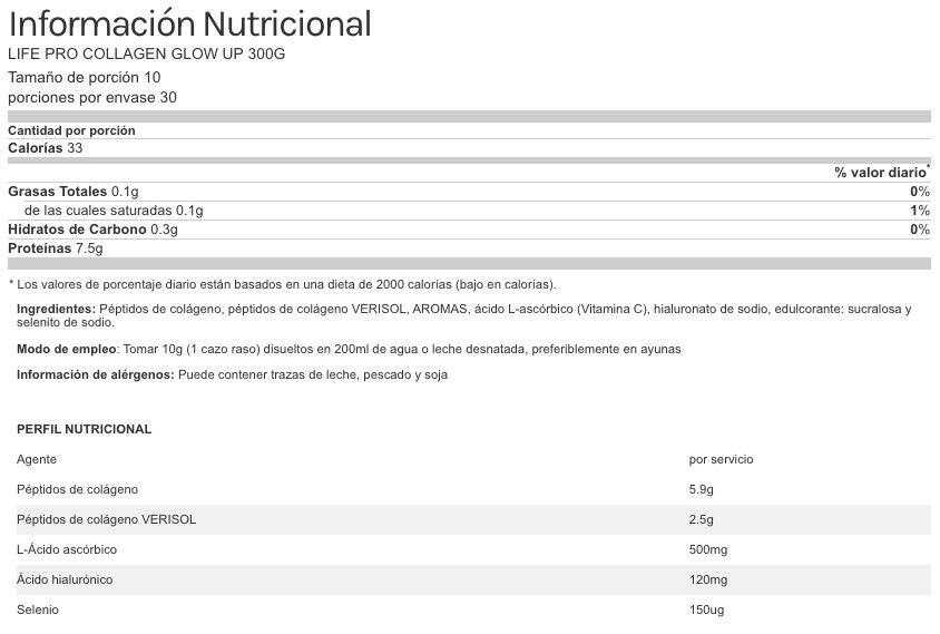 Collagène Glow Up LifePRO 300 g poudre - Verisol, acide hyaluronique LIFE PRO NUTRITION | Decathlon