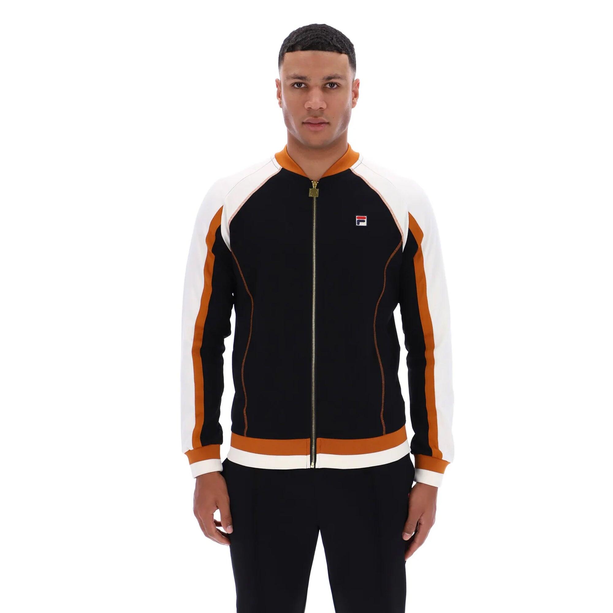 Fila Eliot Flat Lock Detail Track Top Jacket Black/Gardenia/Pumpkin Spice | Decathlon