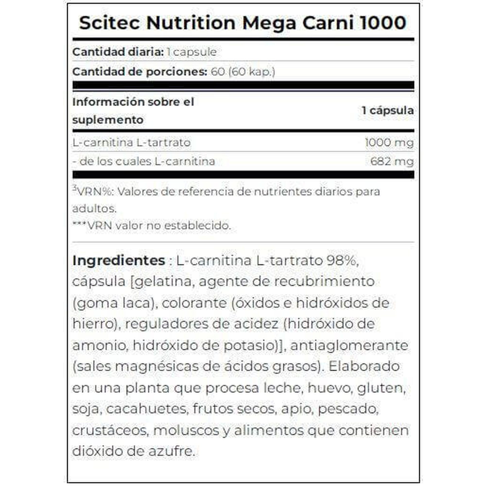 Mega Carni 1000 (60 kaps) SCITEC NUTRITION | Decathlon
