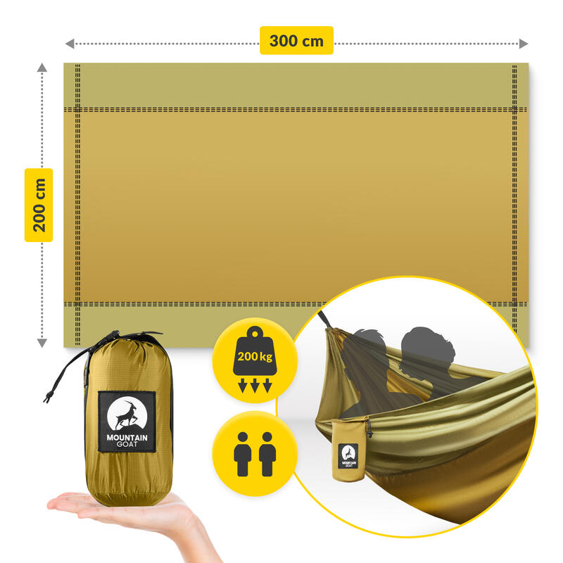 MOUNTAIN GOAT - Hamac turistic pentru două persoane cu plasă de țânțari ...