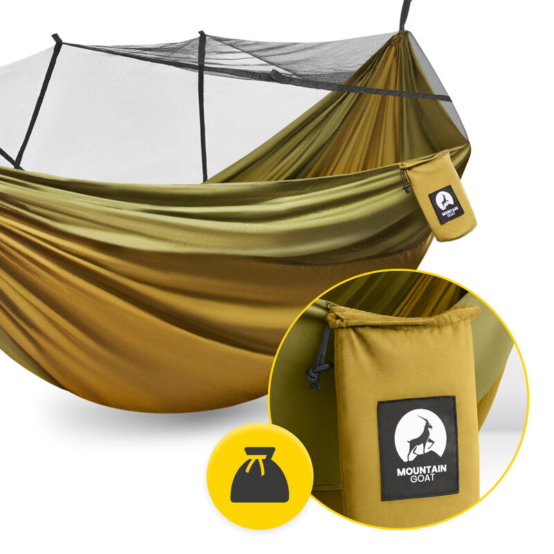 MOUNTAIN GOAT - Hamac turistic pentru două persoane cu plasă de țânțari ...