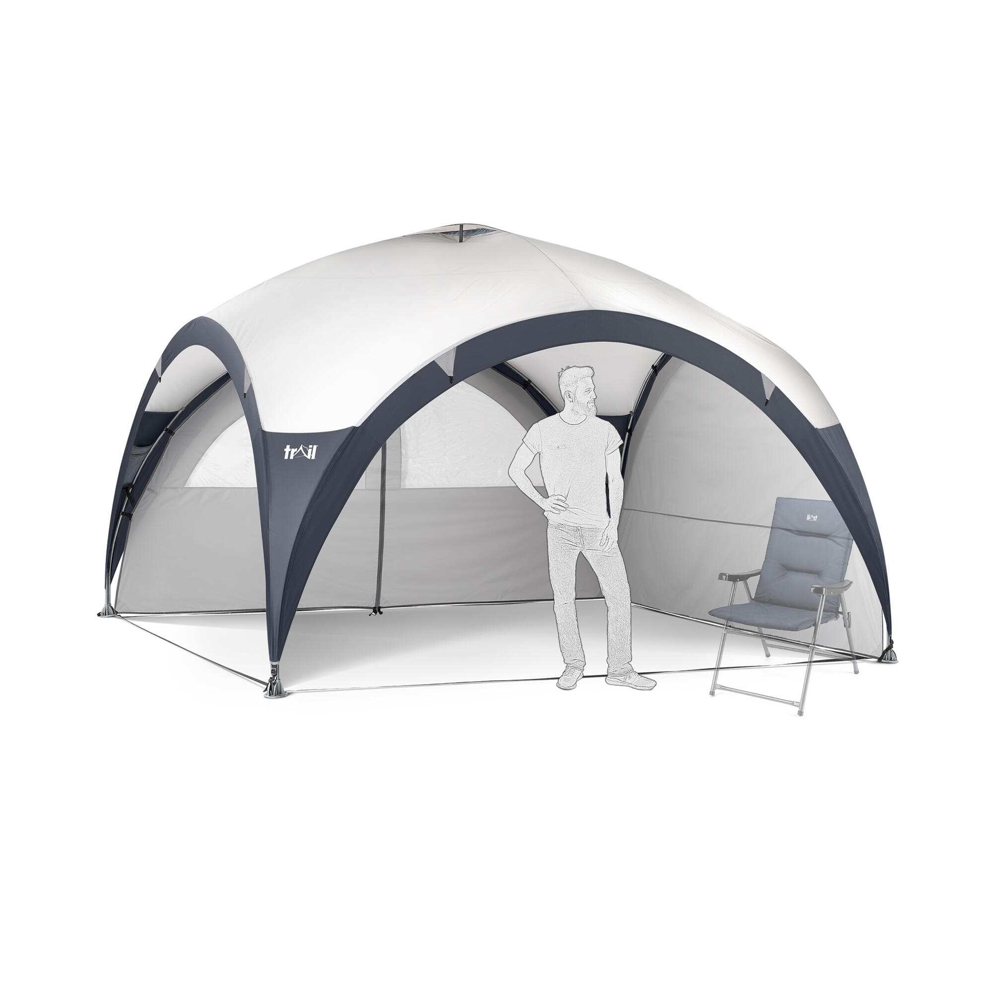 Metal Frame Gazebo Dome Garden Camping Shelter UV Waterproof L: 3.5m ...