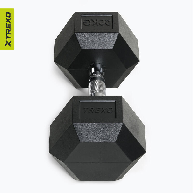 TREXO Hex pogumovaná činka 20 kg XTREXO - Decathlon
