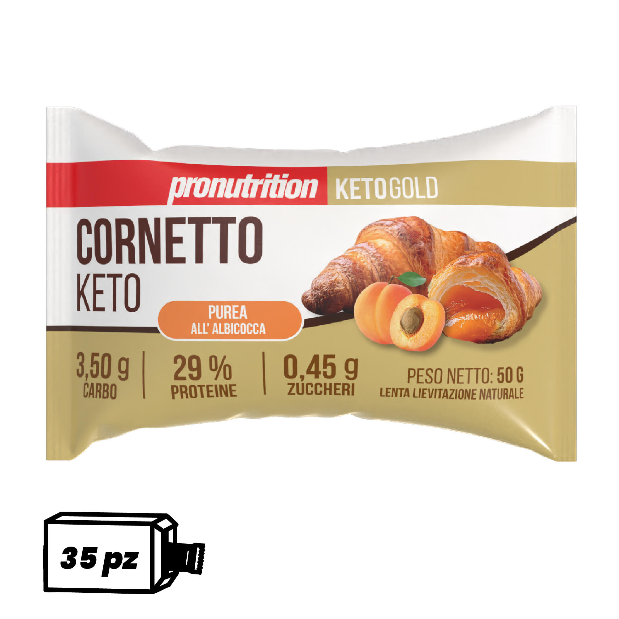 PRO NUTRITION Cornetto Keto Albicocca 35 x 50 g, senza zuccheri ...