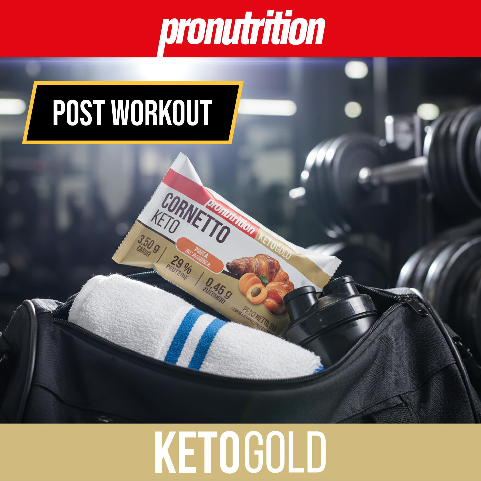 PRO NUTRITION Cornetto Keto Albicocca 35 x 50 g, senza zuccheri ...