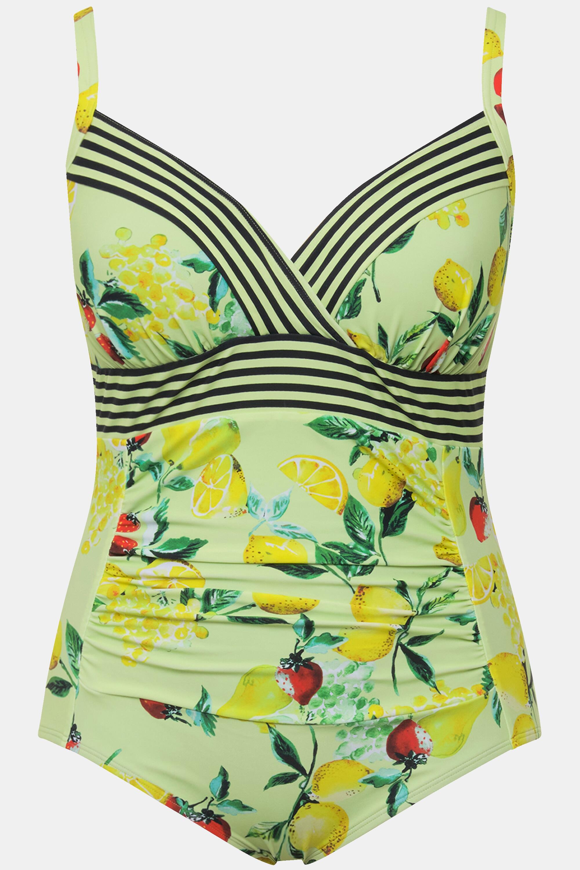 Femme Maillot de bain à bonnets souples et motif citrons. Bretelles ...